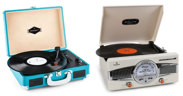 Tocadiscos vintage para decorar. Tocadiscos retro.